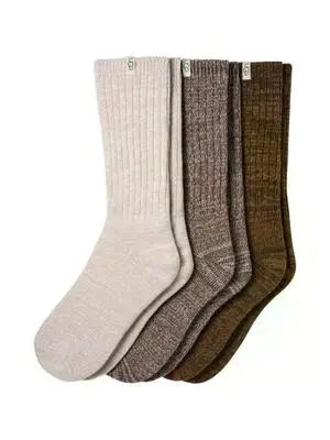 UGG Rib Knit Slouchy Crew 3 Pack Socks - Neutrals