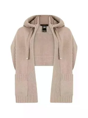 MOORER Luisia-cwh Hooded Ribbed-knit Scarf - Neutrals