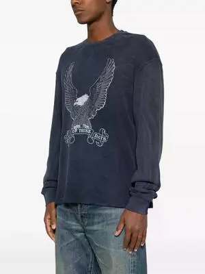 ONE OF THESE DAYS Eagle-print Waffle-knit Long-sleeve T-shirt