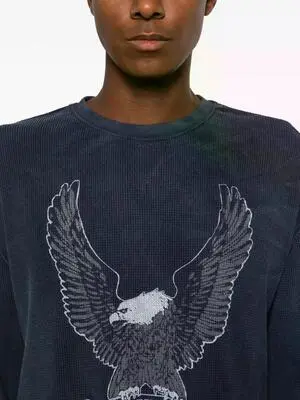 ONE OF THESE DAYS Eagle-print Waffle-knit Long-sleeve T-shirt