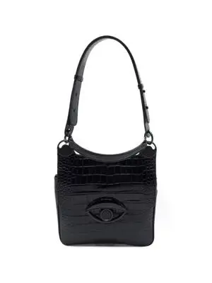 Kenzo Tali Crocodile-embossed Shoulder Bag - Black