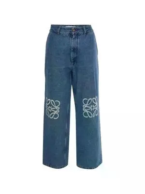 Loewe Anagram-motif Wide-leg Jeans - Blue