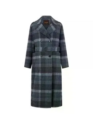 MOORER Malaika-ach Check Belted Coat - Grey