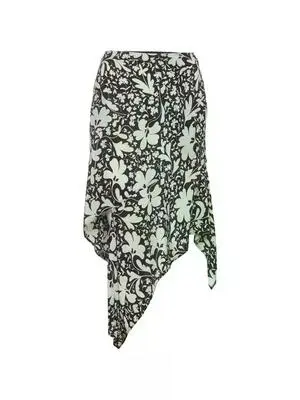 Stella McCartney Floral-print Asymmetric Midi Skirt - Black