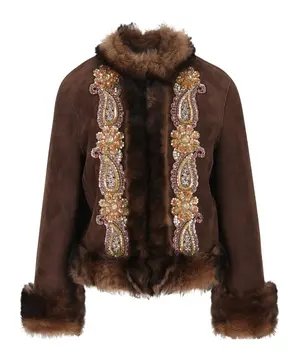 Valentino Garavani Embellished Fur-trim Jacket - Black