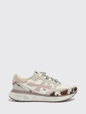 Premiata Lauryn Animal Print Pony Hair Sneakers With Crystal Embellishments