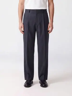 DUNST Wide Leg Pleated Tailored Trousers In Wool Blend