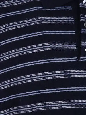 DUNST Long-sleeved Striped Knit Polo In Viscose And Angora Blend
