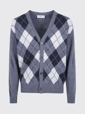 DUNST Argyle V-neck Cardigan In Pure Wool