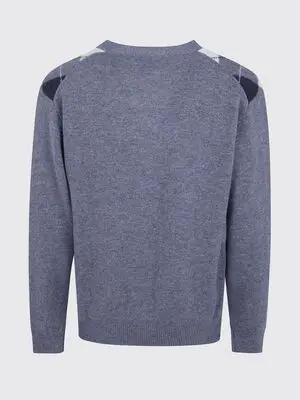 DUNST Argyle V-neck Cardigan In Pure Wool
