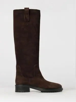 AeydĒ Henry Knee-high Suede Boots With A Round Toe And Notched Sole - Brown