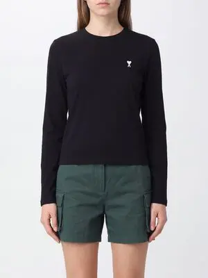 AMI Paris Long-sleeved Cotton T-shirt With Contrast Logo