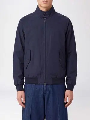 BARACUTA High Collar Bomber Jacket With Zip Closure And Flap Pockets - Blue 1