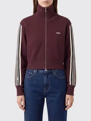 AUTRY Slim Fit Zip-up Sweatshirt In Technical Jersey With High Neck - Amaranth