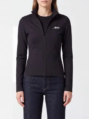 AUTRY Slim Fit Zip-up Sweatshirt In Technical Jersey With High Neck - Black