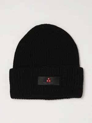 Peuterey Ribbed Wool And Cashmere-blend Beanie With Cuff And Logo Black