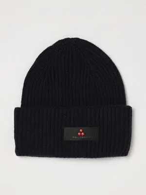 Peuterey Ribbed Wool And Cashmere-blend Beanie With Cuff And Logo - Blue