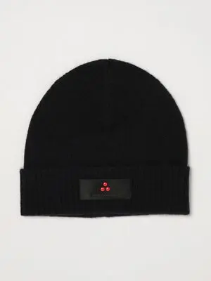 Peuterey Ribbed Wool-blend Beanie With Cuff And Applied Logo Blue