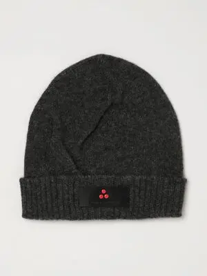 Peuterey Ribbed Wool-blend Beanie With Cuff And Applied Logo Grey