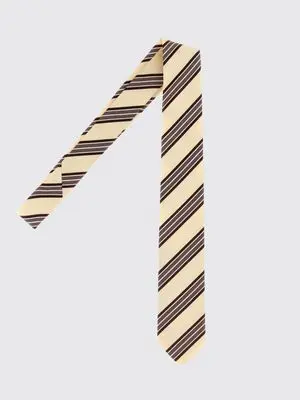 Dries Van Noten Classic Multicolour Striped Pure Silk Tie - Ecru
