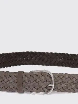 Orciani Plot Woven Suede Calf Leather Belt With Buckle