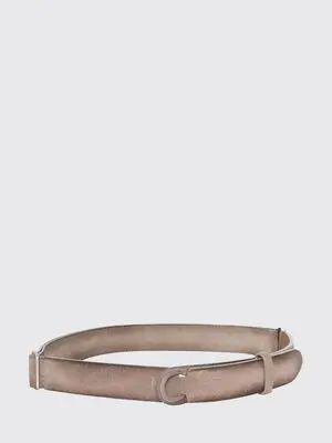 Orciani Nobuckle Suede Calfskin Belt With Interlocking Closure