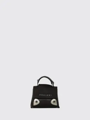 Orciani Flared Keyring In Calfskin With Logo And Metal Mesh
