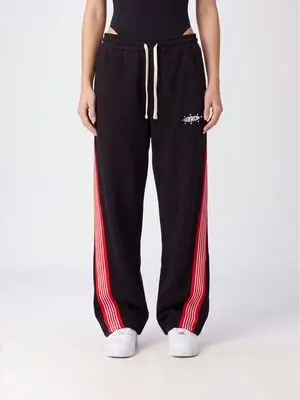 BARROW Striped Wide-leg Cotton Jogging Trousers With Mid-rise Waist - Black