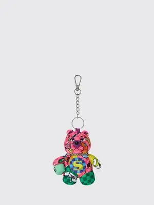 SPRAYGROUND Checkered Fleece Teddy Bear Keychain With Snap Hook - Multicolor