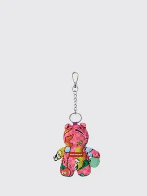 SPRAYGROUND Checkered Fleece Teddy Bear Keychain With Snap Hook