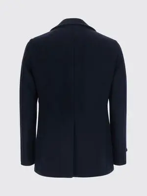 Tagliatore Double-breasted Suede Peacoat With Classic Collar And Straps