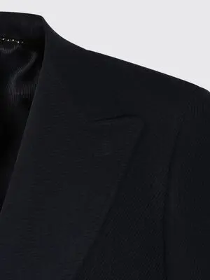 Canali Double-breasted Long Coat In Wool And Cashmere Blend