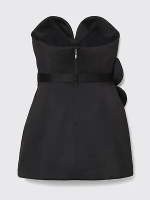Marc Jacobs Crêpe Mini Dress With Sweetheart Neckline And Floral Appliqu
