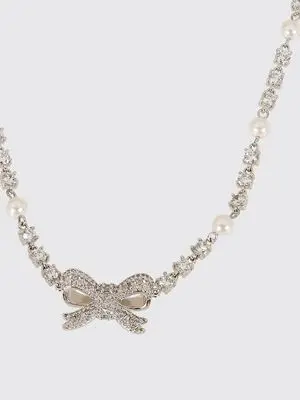 SELF-PORTRAIT Crystal And Faux Pearl Brass Choker Necklace