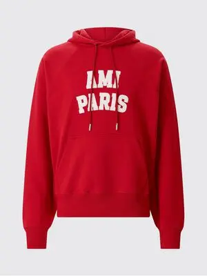 AMI Paris Cotton Hoodie With Kangaroo Pocket And Logo Detail