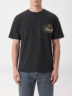 Rhude Cotton T-shirt With Contrast Logo And Dropped Shoulders - Black