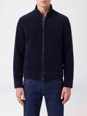 Emporio Armani High-neck Stretch Velvet Jacket With Zip Closure