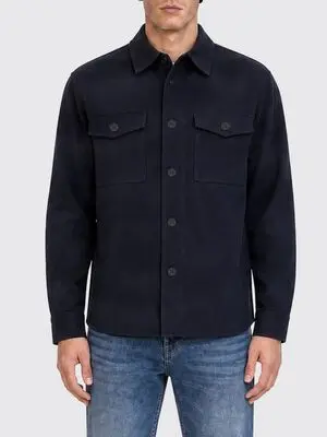 PAOLO PECORA Viscose-blend Shirt Jacket With Patch Pockets - Blue
