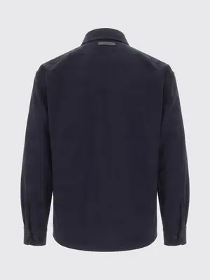PAOLO PECORA Viscose-blend Shirt Jacket With Patch Pockets - Blue