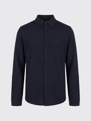 Emporio Armani Virgin Wool Knitted Shirt With Embroidered Logo