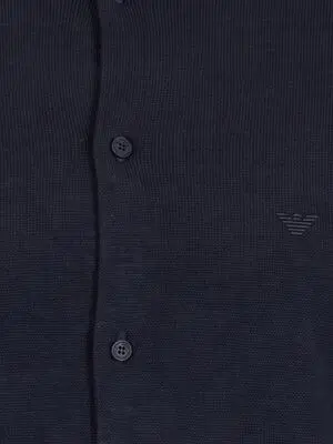 Emporio Armani Virgin Wool Knitted Shirt With Embroidered Logo