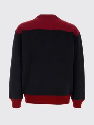 JW Anderson Bicolour Wool Blend Half-zip Sweatshirt With Logo - Navy
