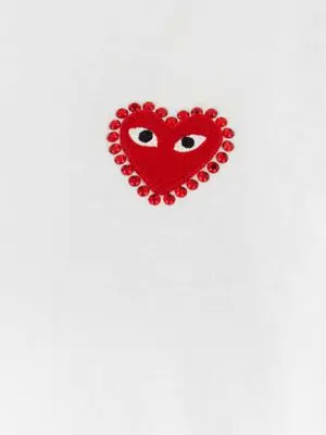 Play Comme Des Garcon Cotton T-shirt With Iconic Embroidered Heart Logo