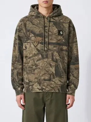 Carhartt Work In Progress Camouflage Cotton Hoodie With Kangaroo Pocket And Embroidered Logo