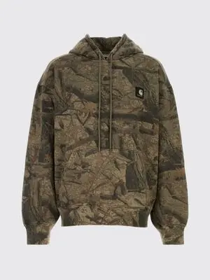 Carhartt Work In Progress Camouflage Cotton Hoodie With Kangaroo Pocket And Embroidered Logo