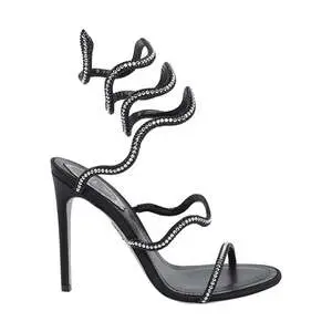 Rene Caovilla Pump Sandals With Rhinestones - Black