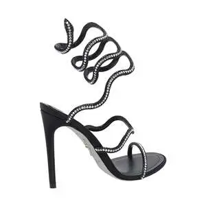 Rene Caovilla Pump Sandals With Rhinestones