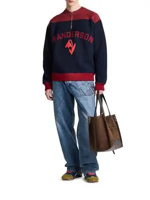 JW Anderson J.w.anderson Color-block Zip-detail Crew-neck Sweatshirt - Multicolor
