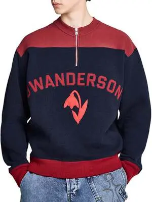 JW Anderson J.w.anderson Color-block Zip-detail Crew-neck Sweatshirt - Multicolor