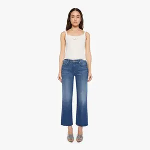 MOTHER The Mid Rise Rambler Flood Fray Deluxe Edition Jeans - Blue